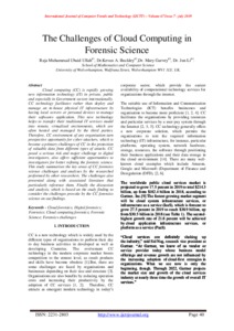 The challenges of cloud computing in forensic science | London Met Repository